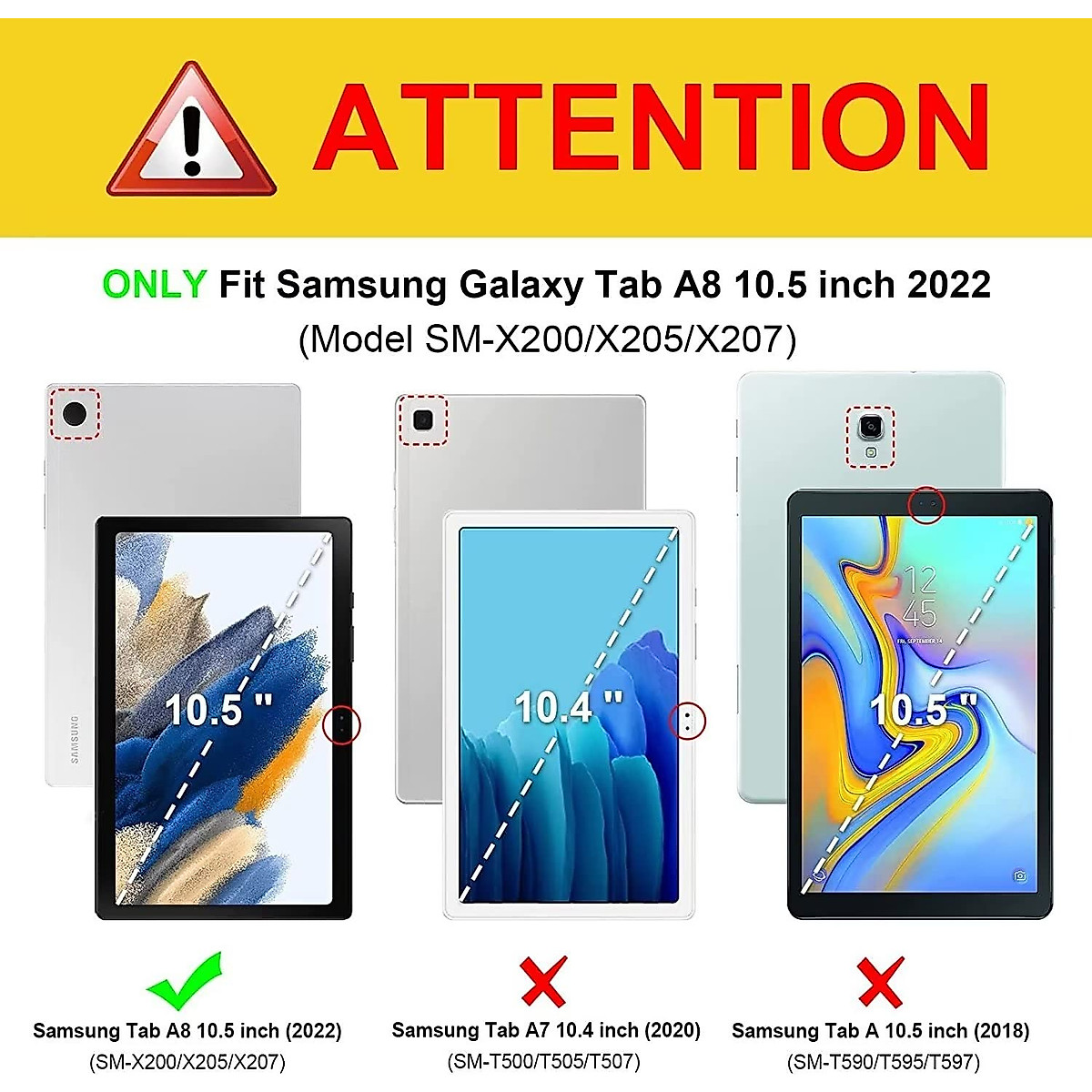 AKHIOK Case for Samsung Galaxy Tab A8 10.5 Inch 2022 Model (SM-X200/X205/X207), Premium PU Leather Stand Cover with Smart Auto Wake/Sleep, Beach