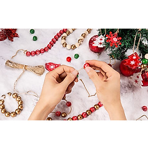 Suziko 205 Pieces Wooden Beads,Decorate Beads 0.63 Inch Round Craft Bead with Holes for DIY Garland Jewelry Making Home Party Halloween Thanksgiving Holiday Decoration (red)