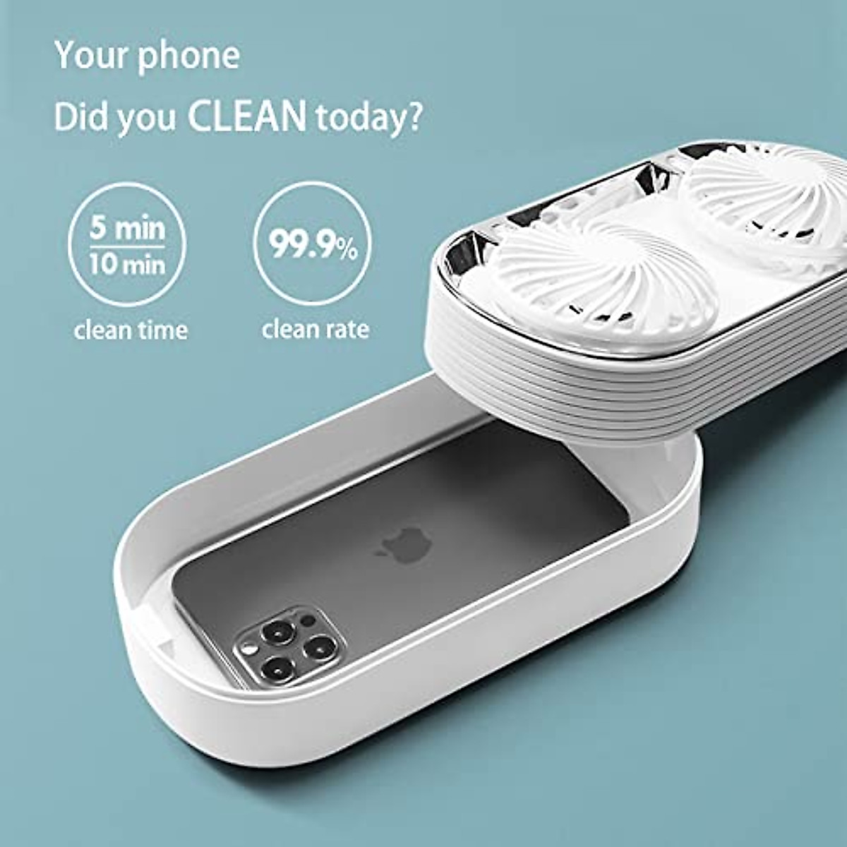 HUIQIMEI Portable Mini Desk Fan Storage Box Multifunction USB Fan 2-in-1 Double Rechargeable Fans 360° Adjustable Angle Mute Suitable for Home Office Travel Outdoor Good Gift