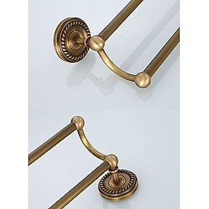 Bath Towel Bar European Style Antique Brass Antique Double Towel Rack, Bathroom Bathroom Towel Rail Towel Holder