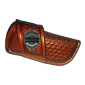 Custom Nocona Weave Back the Blue Side Draw Knife Sheath left side