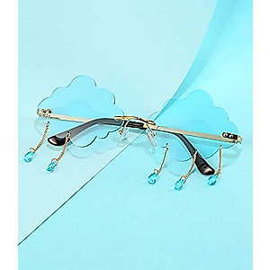 BOJOD Drip Cloud Sunglasses For Women Trendy Disco Glasses bachelorette Party 90s Sunglasses Funny Cloud pack BLUE+