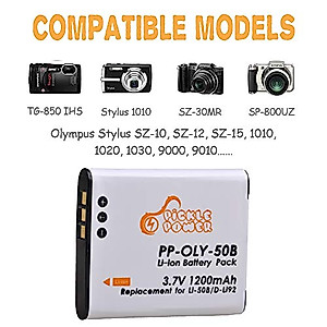 Li-50B D-Li92 Battery and LED Dual Charger Compatible with Olympus SZ-20,SZ-15, SZ-16, SZ-12, SZ-10 iHS,TG-810, TG-820, TG-830, TG-850, TG-610, TG-630 iHS, SP-800UZ, Tough 6000, 6020, 8000