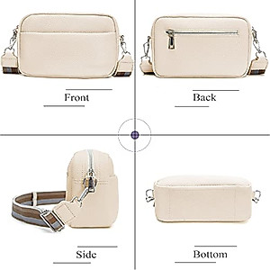 DIVCIDLC Small Crossbody Bag with Wide Guitar Strap Camera Purse Shoulder Handbag Satchel, Off White