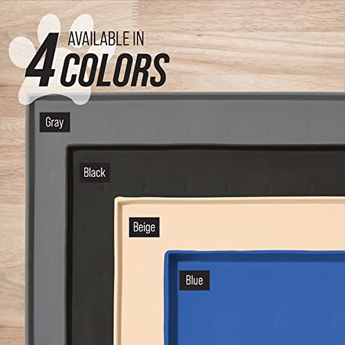 Leashboss Splash Mat XL Dog Food Mat with Tall Lip, Extra Large Dog Bowl Mat for Food and Water or Fountain, Non Slip Waterproof Silicone Pet Food Mat for Dogs and Cats (25'' x 17'' Grey)