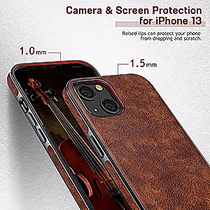 LOHASIC for iPhone 13 Case 6.1 inch, Premium Leather Slim Luxury PU Soft Non-Slip Grip Flexible Bumper Shockproof Full Body Protective Cover Phone Cases for iPhone 13 5G (2021) - Vintage Brown