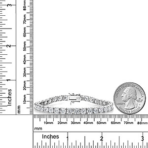 Gem Stone King 18.00 Cttw Round White Moissanite Tennis Bracelet For Women In 925 Sterling Silver | Round 5MM | 7.25 Inch