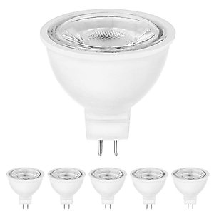 MR16 LED Light Bulbs G5.3 Base 5W Light Bulbs 6000K Spotlight, Non-Dimmable,110V, 5W LED Replacement for 50W Halogen Bulbs for Track Recessed Down Lighting, Pack of 6