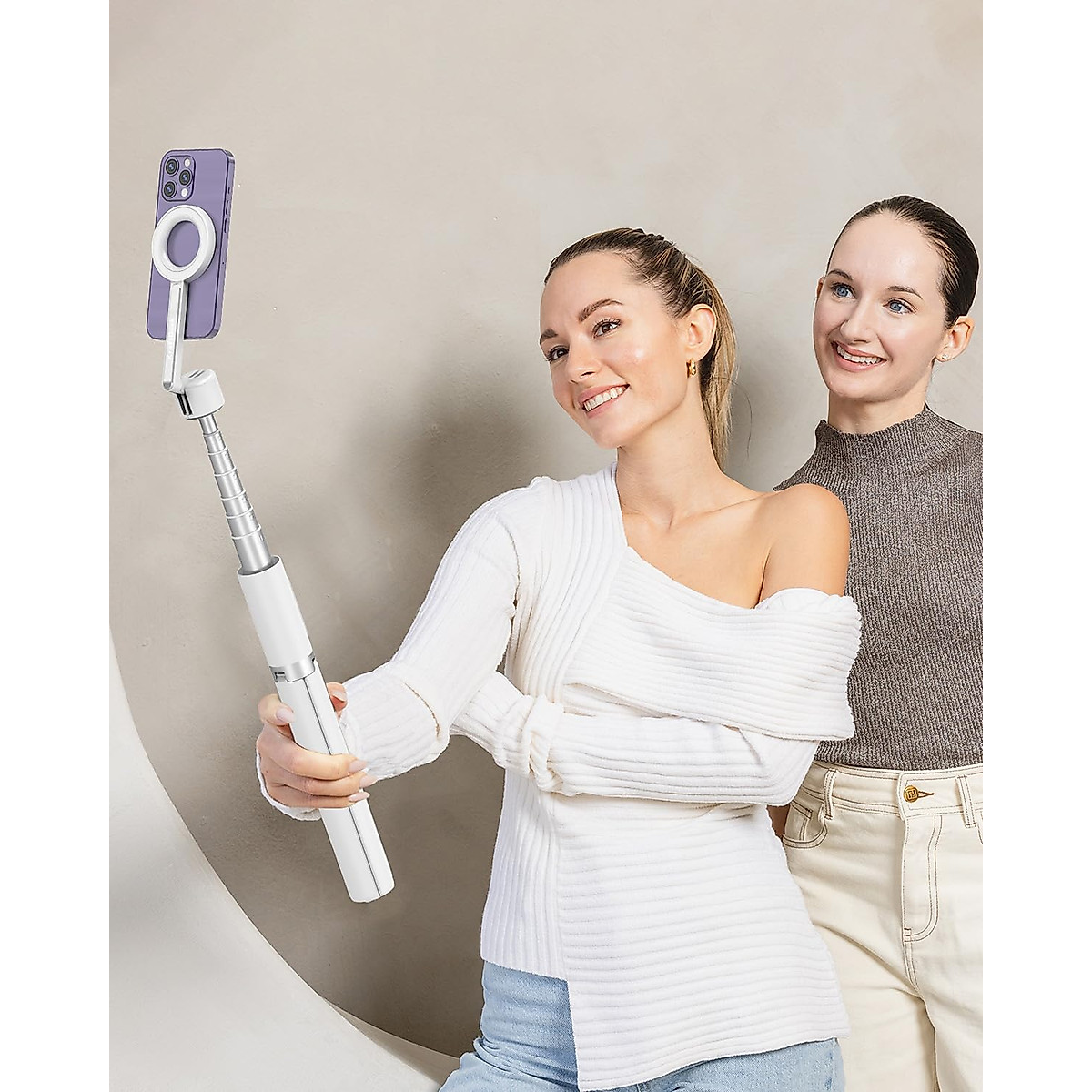 KraftGeek Magnetic Selfie Stick Tripod for iPhone, 64” Phone Tripod for Magsafe, Travel Tripod Stand with Remote for Cell Phone iPhone 16 Pro Max