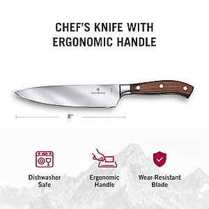 Victorinox Grand Maître Chef's - Ergonomic Knife with Innovative Straight Blade - Handle Wood - 8"