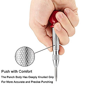 Riyiter 7 Pcs 1/4 Inch Metric Thread Tap M3-M10 HSS Spiral Hex Shank Combination Drill Screw Tap Bit Set with Automatic Spring Loaded Center Punch Tool