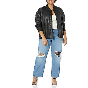 The Drop Women's Iman Vegan Leather Bomber, Black, M