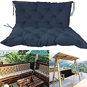 Outdoor Bench Cushions, Garden Swing Seat Cushions with Backrest 2/3 Seater, Replacement Cushion for Outdoor Swing 3 Seat, Outdoor Swing Replacement Cushions (Navy Blue, 39.37 * 39.37 inch)