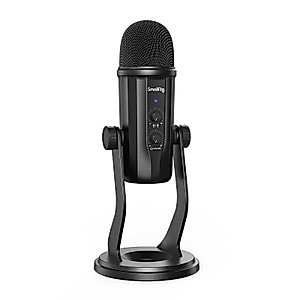 SmallRig U60 All Metal USB Microphone PC Streaming Microphone, Gaming Mic for PC,PS5 & Mac, 4 Pickup Patterns, Shock Mount and Adjustable Stand, Gain Control for Recording, Plug and Play, Black - 3466