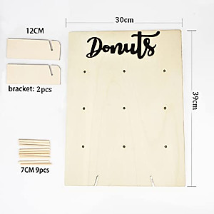 Tiandirenhe Donuts Stand, Wooden Donut Wall Mount, Donut Wall, Donut Holder, Can Be Used for Weddings, Birthdays, Parties, Anniversaries, Restaurants, Pastry Decoration (15.3x11.8 inch)
