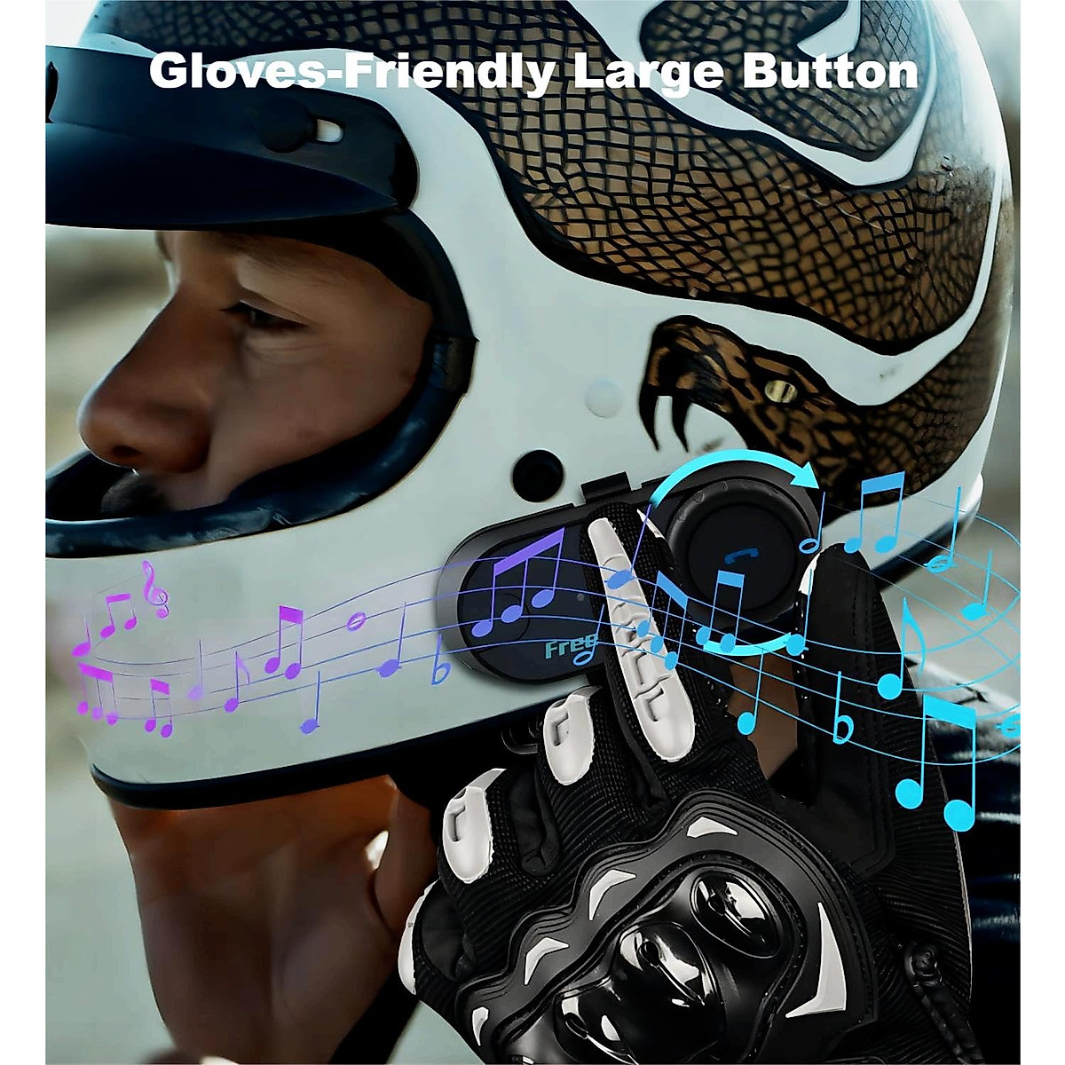 FreedConn Motorcycle Communication System Bluetooth 5.0 T-COMVB Music Sharing Helmet Bluetooth Headset for Motorbike Skiing 2~3 Riders Pairing/ 800M Intercom 1 Pack Changeable Hard & Soft Mic