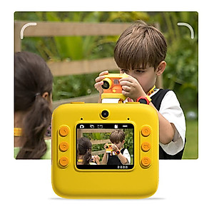 Kids Camera Instant Print, 48 Mega Pixels and 1080P Resolution HD Digital Video Cameras for Girls Boys 3-12 Years Old with 32GB SD Card,Color Pens,Print Papers(Yellow)