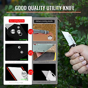 9TiEDC Folding Utility Knife,G10 Handle Heavy Duty Safety Box Cutter,Razor Knife & EDC Pocket Knife with Extra 10PC Blades,Perfect for Household Tools,Office,Factory,Outdoor Use.