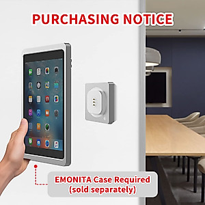 EMONITA Magnetic iPad Wall Mount with 360° Rotatable Charging Port for EMONITA iPad Cases - Silver