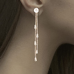 Dangle Earrings for Women, Fashion Silver Earrings, Sterling Silver Bling Design Long Dangle Earrings Drop Women Drop Silver Earrings Dangling Earrings Jewelry for Women(Gold)