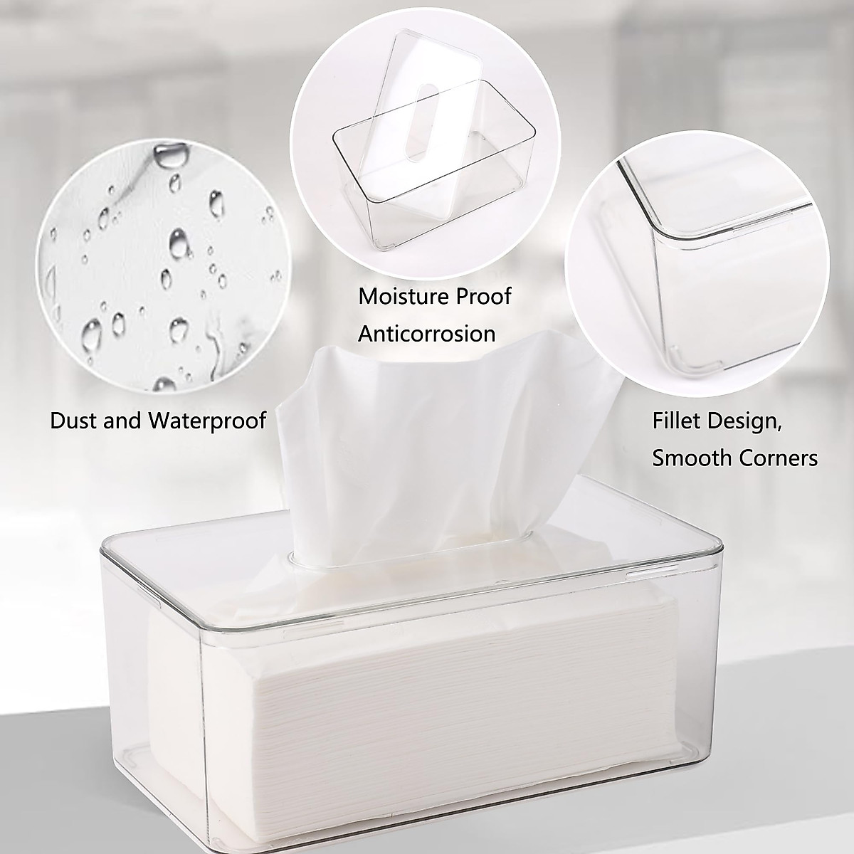 Yureshmull Dryer Sheet Holder, Dryer Sheet Container for Laundry Room, Clear Wipes Dispenser Holder Rectangle for Car, Office, and Home, Easy Refill Holds Standard Sheets