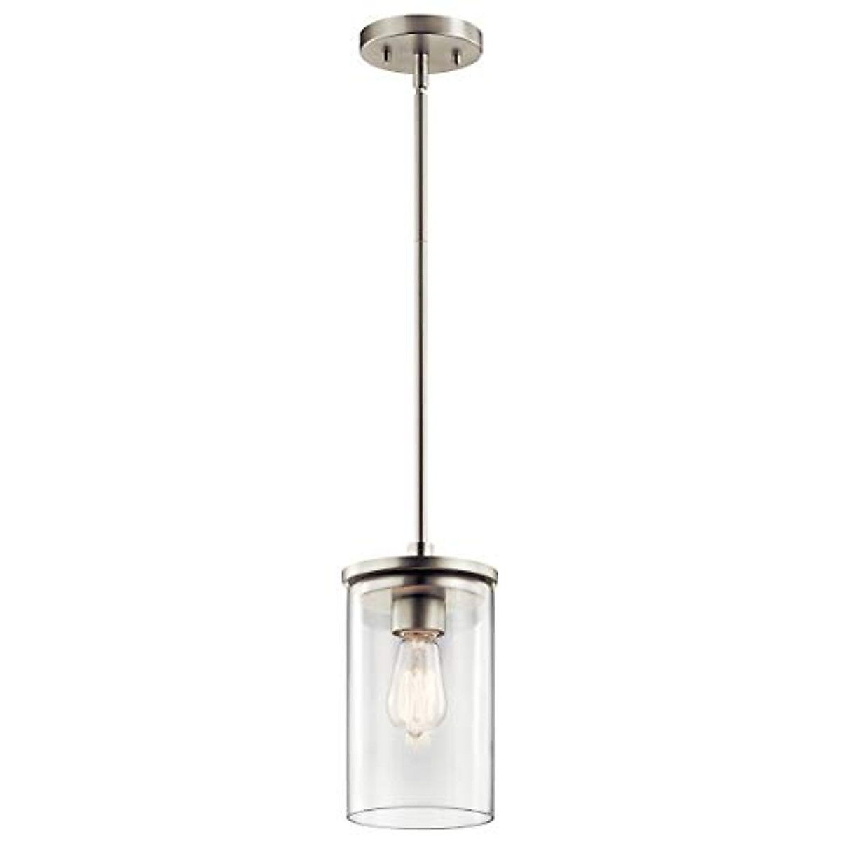 Kichler Crosby 10.75" 1 Light Mini Pendant with Clear Glass Brushed Nickel