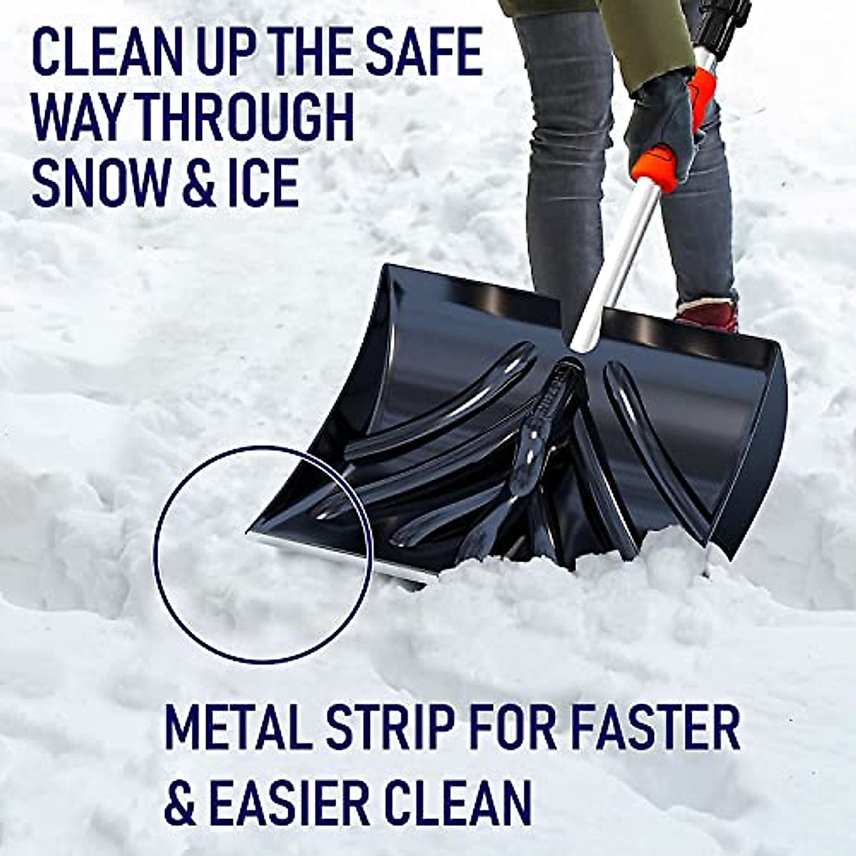 Snow Shovel for Driveway Car Home Garage - Portable Folding Snow Shovel with Retractable Ergonomical Handle and Large Capacity for Snow Removal - Heavy Duty Metal Collapsible Shovel Removal, Model2022