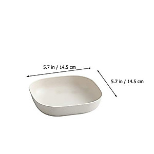 HEMOTON 4pcs Square Salad Bowl Wheat Straw Pasta Bowls Lightweight Food Serving Bowls Party Snack Dish for Soup Dessert Rice (Beige,Pink,Blue,Green)