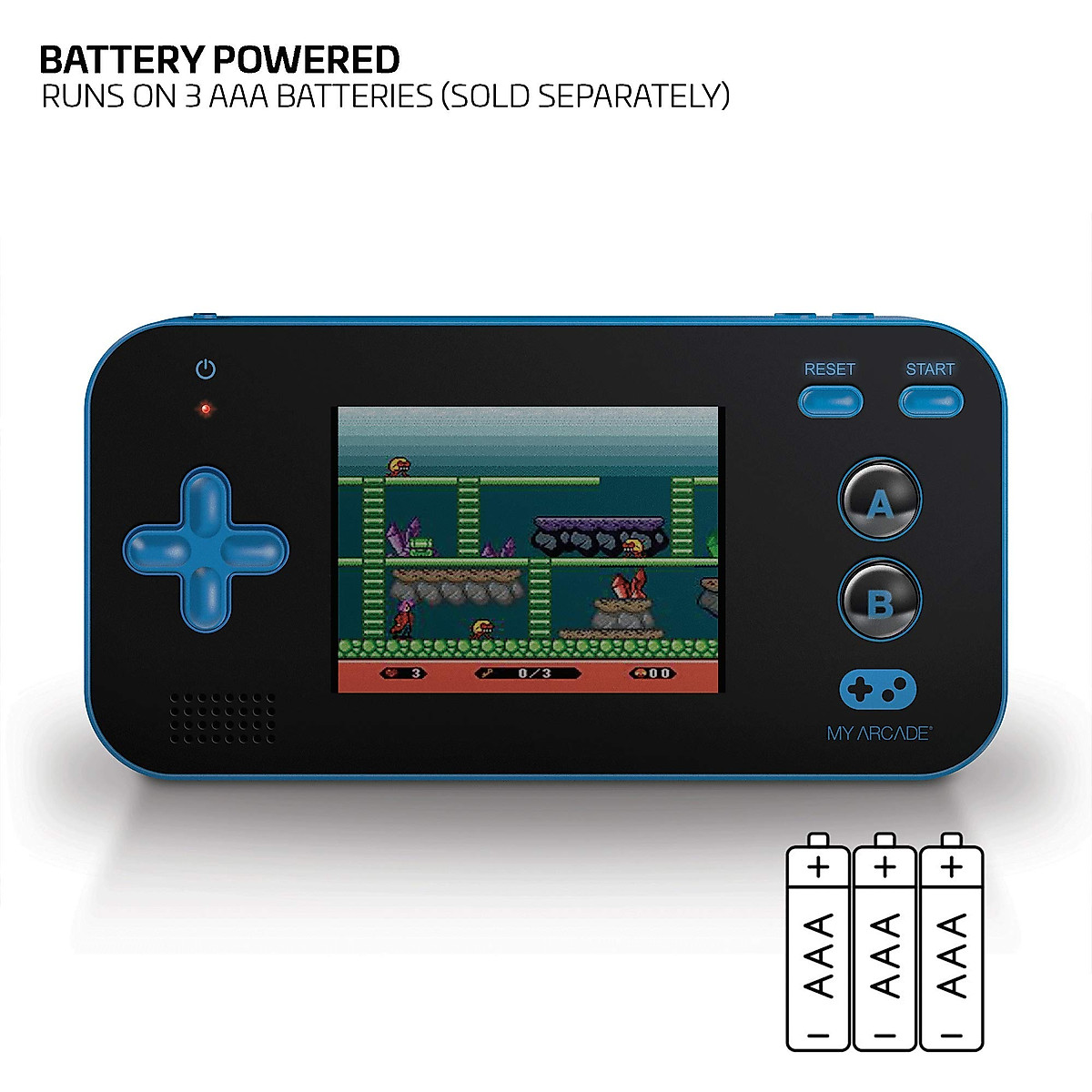 My Arcade Gamer V Portable - Handheld Gaming System - 220 Retro Style Games - Lightweight Compact Size - Battery Powered - Full Color Display - Volume Buttons - Blue