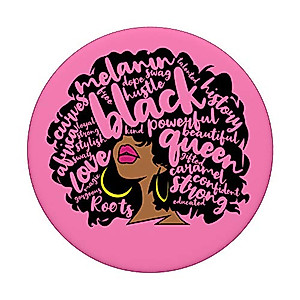 Melanin Women Black History Month October Afro Word Art PopSockets Swappable PopGrip