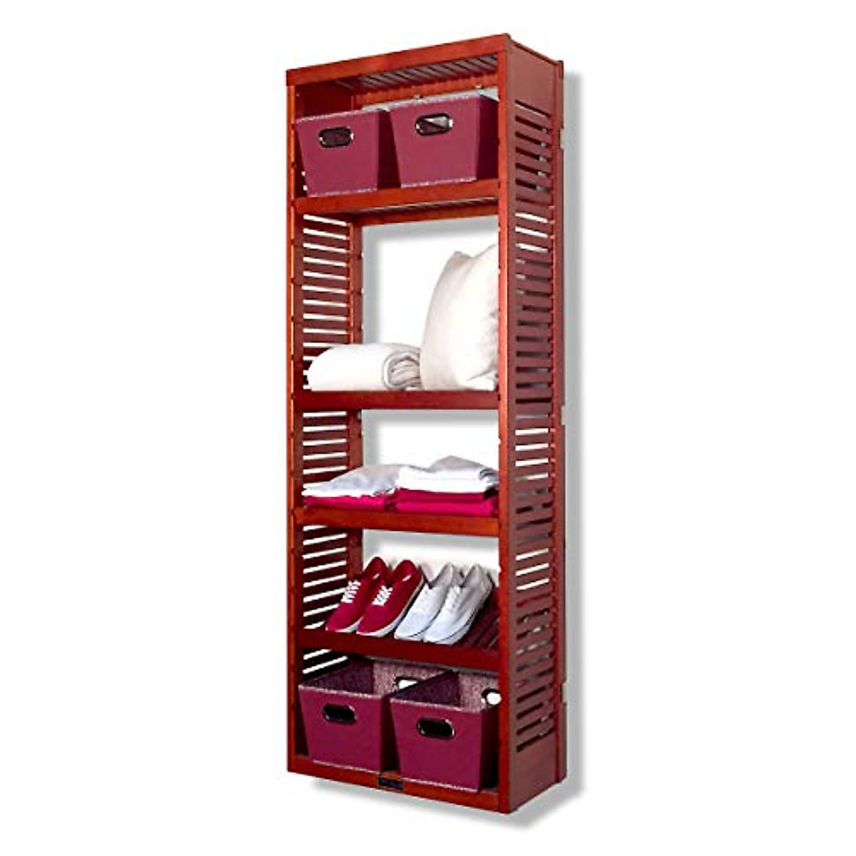 Stand Alone Tower with Adjustable Shelves Finish: Red Mahogany