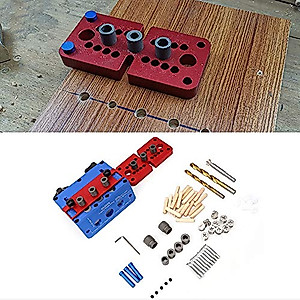 3 in 1 08350 S Hole Puncher Set Pocket Hole Jig Kit, Drilling Locator and Aluminum Alloy Drilling Jig Tool Accessories, Adjustable Drilling Guide for Puncher Locator Carpentry Woodwork