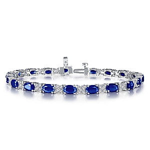 Lafonn Classic Simulated Sapphire Bracelet, Platinum-Plated