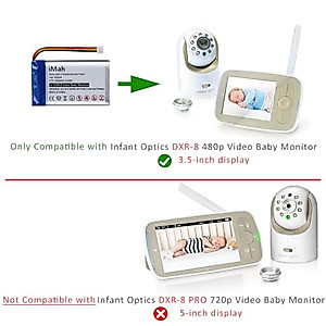 iMah Replacement for Infant Optics DXR-8 Baby Monitor Battery Sp 803048 3.7V 1200mAh Lithium-ion Rechargeable, Pack of 2