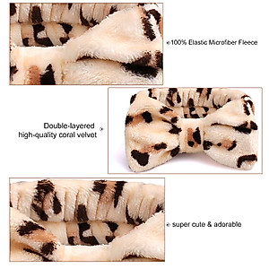 AMCAMI Bow Spa Makeup Headbands for Women Coral Fleece Hairlace Non-Slip SPA Headband for Women Turban Bowknot Headbands for Washing Face