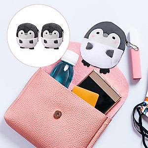 NUOBESTY Penguin Plush Coin Purses Penguin Cartoon Coin Bags Plush Penguin Animal Change Purses, 2 Pcs （ Grey ）