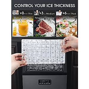 Joy Pebble Ice Maker Commercial,100lbs/24H/4,400pcs, 45 Cubes/Cycle,Ice Size Control,24H Timer,Freestanding Ice Maker Machine Under Counter, Ideal for Restaurants, Bars,Offices and Home Parties