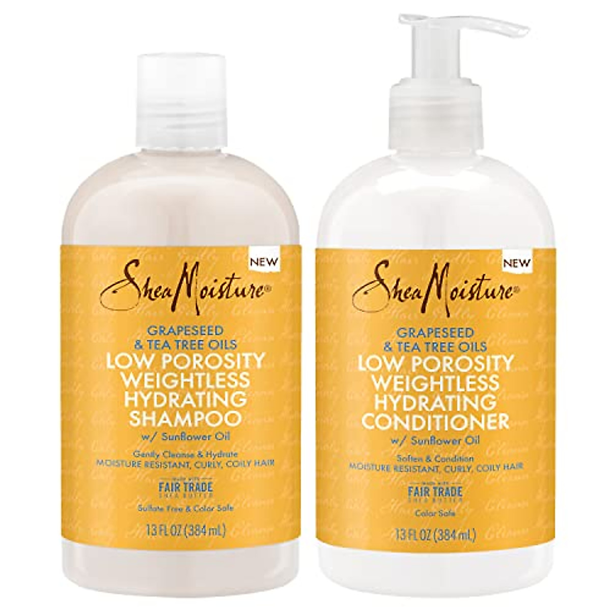 SheaMoisture Low Porosity Protein-Free Set w/Baobab & Tea Tree Oils â€“ Includes 13 oz. Shampoo & 13 oz. Conditioner