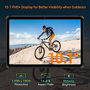 OUKITEL RT6 Rugged Tablet Android 13,20000mAh Long Lasting Battery,14GB+256GB (1TB Expandable),10.1”FHD+ Screen,16MP+16MP Camera Outdoor Tablet PC with Detachable Stand,4G Dual SIM/5G WiFi(Orange)