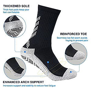 Men's Soccer Socks, 4 Pcs Anti Slip Soccer Socks,for Football Basketball Sports Grip Socks-Gift: Football Backpack(Random Color)