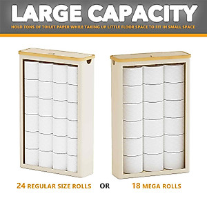 SpaceAid Extra Large Toilet Paper Storage with Lid, Hold up to 24 Regular Rolls or 18 Mega Rolls, Slim Toilet Paper Basket Holder Bin Container, Bathroom Accessories Organizer, Beige