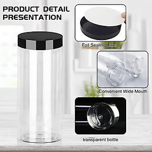 4 Pack Mason Jars, Clear Plastic Jars with Lids, Clear Slime Containers for Organizing, Kitchen & Pantry Use, Round PET Cream with Airtight Lids (48 oz)