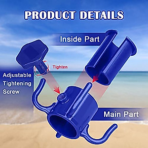 MILIMOLI Beach Umbrella Hanging Hook, 4-Prongs Beach Umbrella Hanging Hook, Adjustable Plastic Umbrella Hook for Towels Camera Clothes Hats Sunglasses Bag, Beach Camping Travel Supplies