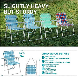 #WEJOY Folding Webbed Lawn Beach Chair, Heavy Duty Portable Chairs for Outside with Hard Arm,Carry Strap for Outdoor Camping Garden Concert Festival Sand Picnic BBQ,265 LBS