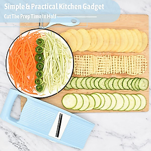 NACOLUS 5 in 1 Mandoline Slicer for Kitchen, Vegetable Slicer Multi Blade Potato Chip, Veggie Slicer, Vegetable Cutter, Julienne Shredder and peeler For Small Job In Kitchen Blue