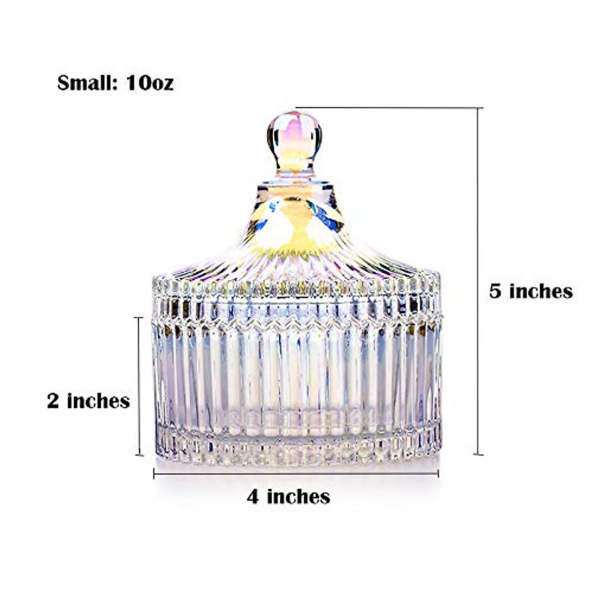 CHOOLD Luxury Colorful Tent Shaped Crystal Candy Jar with Lid,Clear Glass Apothecary Jar Wedding Candy Buffet Jar Food Jar. 10oz