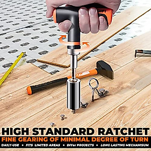 MANWALD Universal Socket Tool Set, Ratcheting T-Handle Screwdriver Set with Power Drill Adapter, Valentines Day Gifts for Him, Women, Dad, Husband, Orange