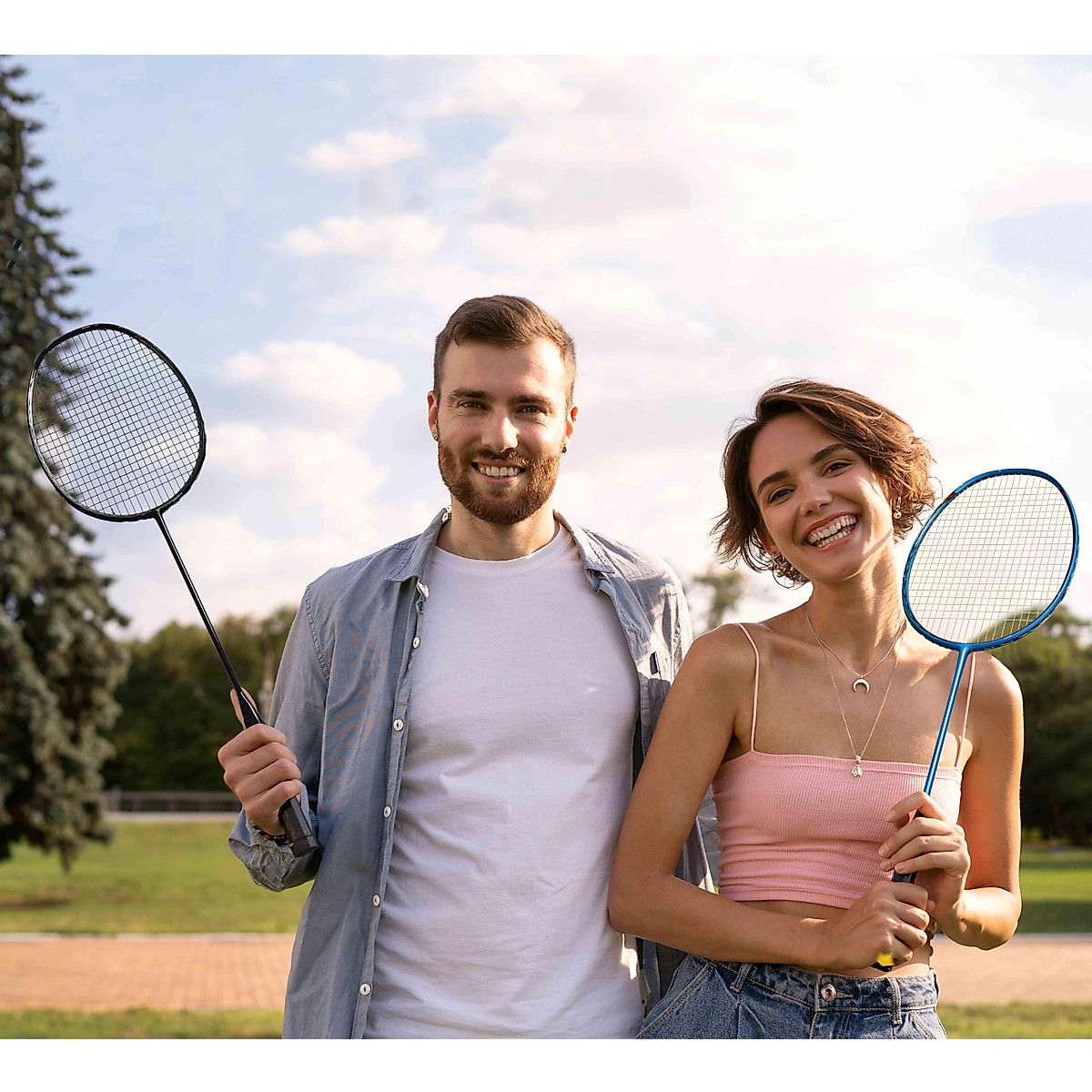 Senston N80-2 Pack Badminton Racquet, Professional Full Carbon-Fiber Badminton Rackets Set with Grip