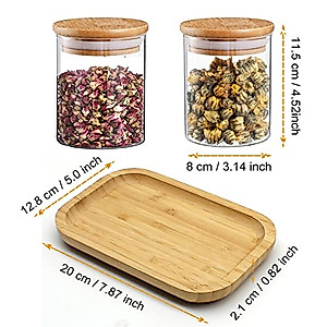 Qtip Holder, Glass Bathroom Canisters with Bamboo Lid, Cotton Ball Holder with Tray, Apothecary Jars for Cotton Swabs, Floss, Bathroom Accessories Storage Organizer (2 Pack)