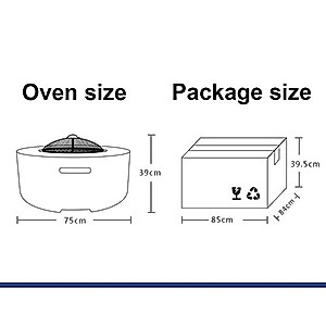 LEAYAN Garden Fire Pit Grill Bowl Grill Barbecue Rack Large Round Fire Pit with BBQ Grill Shelf Garden Patio Heater/BBQ/Ice Pit with Waterproof Cover,Outdoor Fire Pits